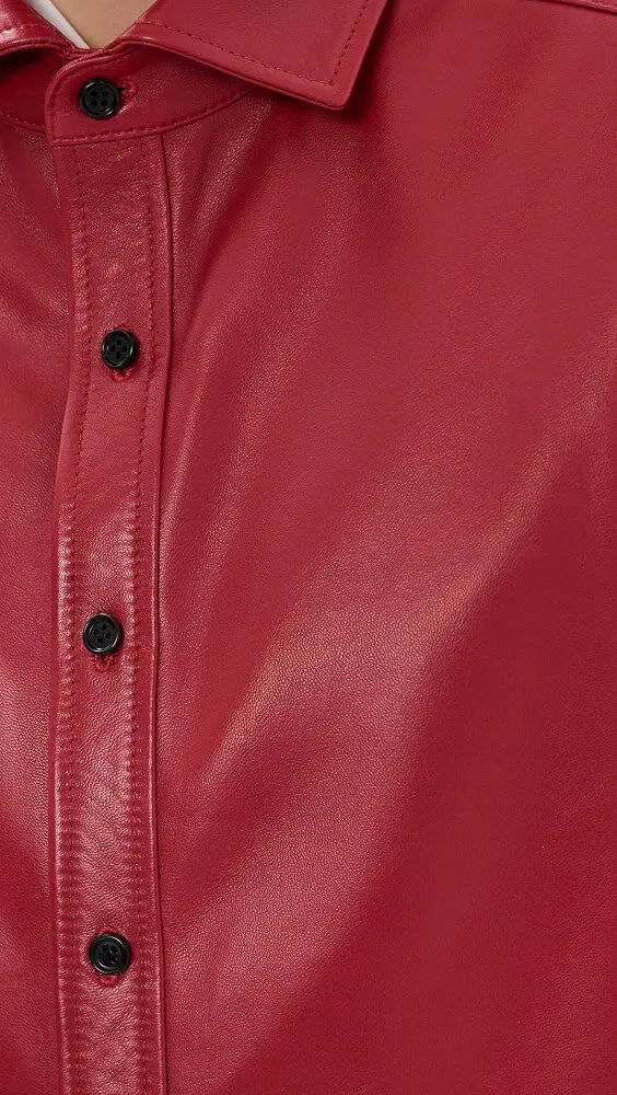 Co Standing Collar Leather Shirt