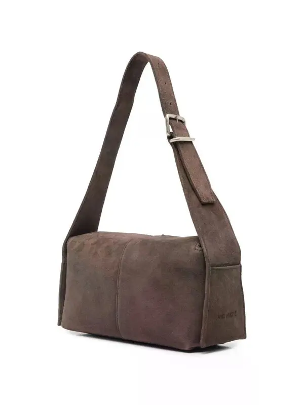 VIC MATIE Buckle-strap Suede Shoulder Bag - Brown