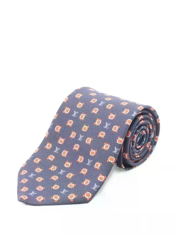 LOUIS VUITTON Monogram Crab-print Tie - Blue