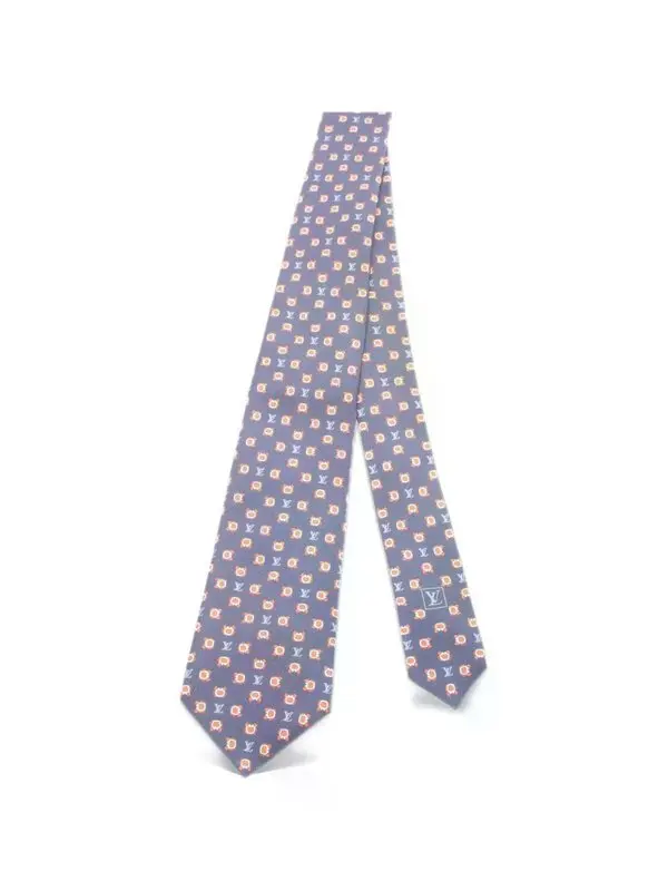 LOUIS VUITTON Monogram Crab-print Tie - Blue