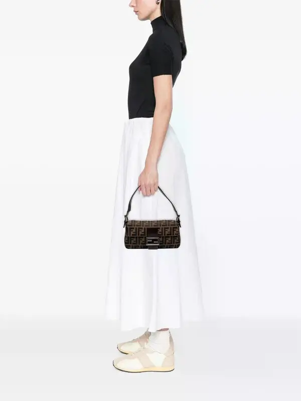 Fendi 20th Century Zucca Canvas Baguette Shoulder Bag - Brown