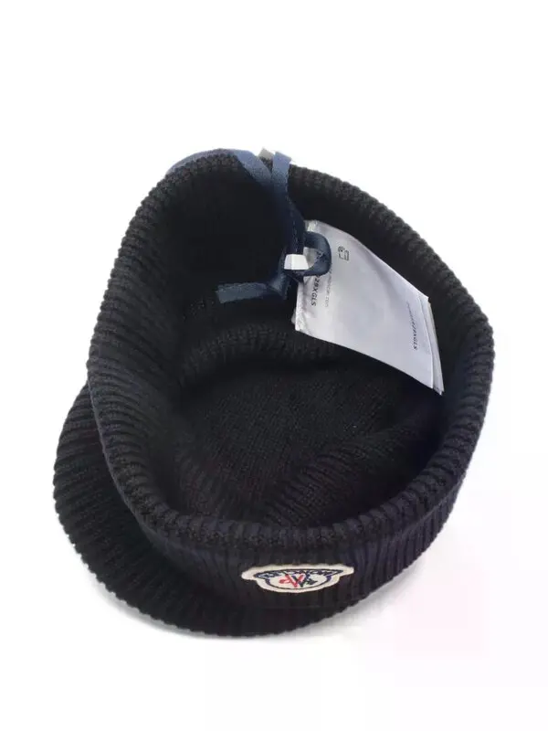 Moncler 2020s Logo Patch Beanie Hat