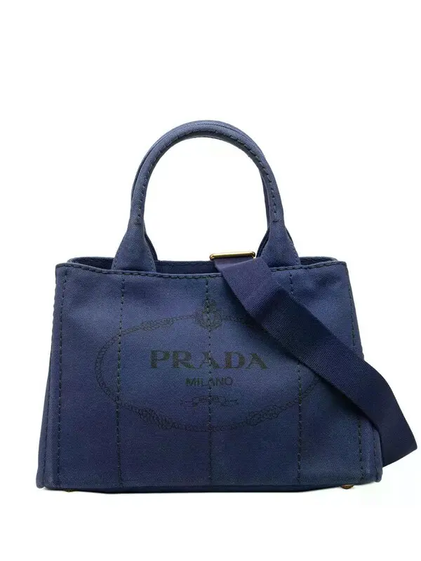 Prada 2013-2026 Small Canvas Canapa Logo Tote Satchel