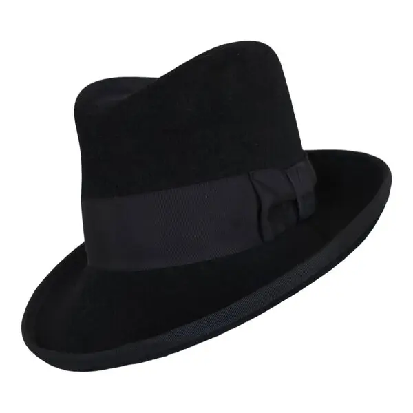 ROMER MILLINERY Attitude Asymmetrical Brim Velour Fedora - Black