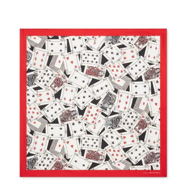 Lulu Guinness Queen Of Hearts Silk Scarf - Red