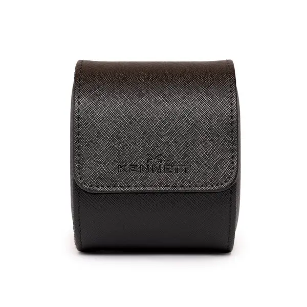 KENNETT WATCHES & ACCESSORIES Kennett Saffiano Leather Single Watch Roll - Black