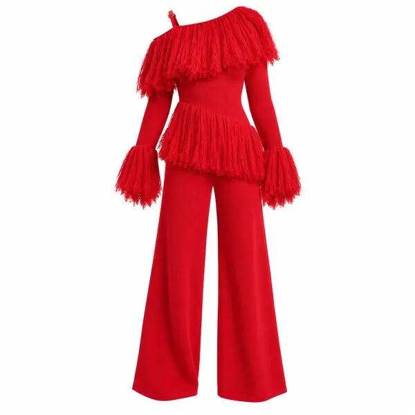 OFUURE Igho Fringe Pant Set - Red