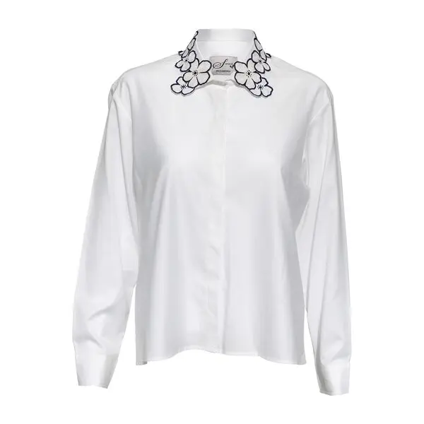 SANA T Hand Crafted Flora Shirt - Blue/white