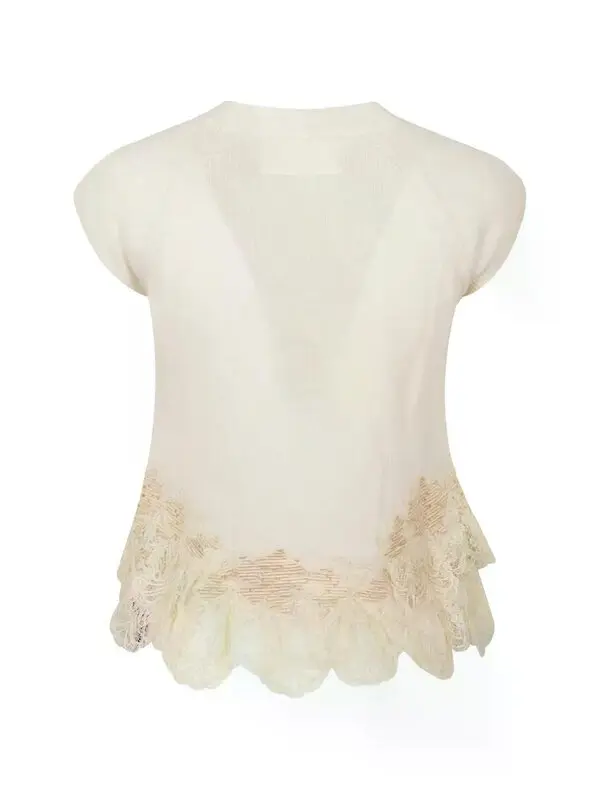 Ermanno Scervino Lace-trimmed Cashmere Top - Neutrals
