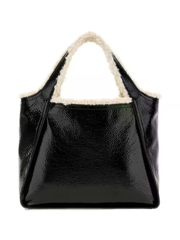 Stella McCartney Logo Cracked Patent Crossbody Tote Bag - Black