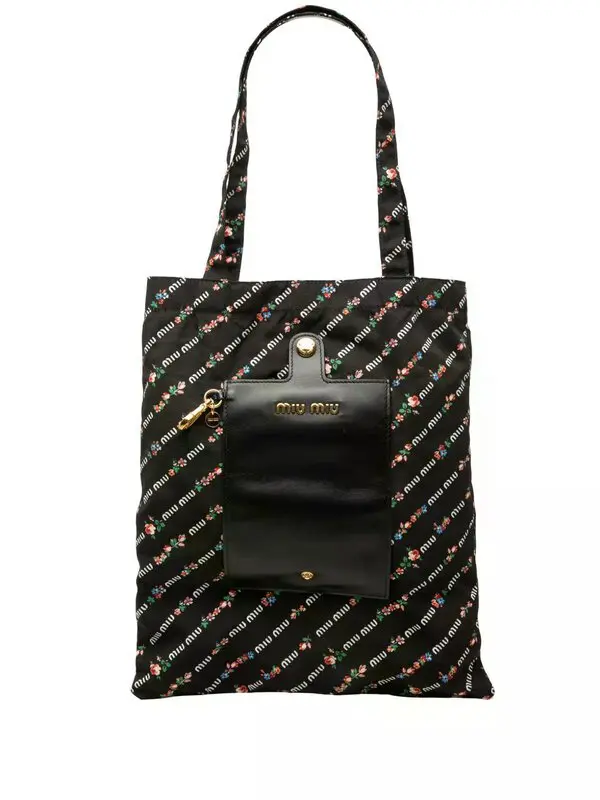 Miu Miu 1993-2000 Floral Printed Nylon Faille Foldable Tote Bag