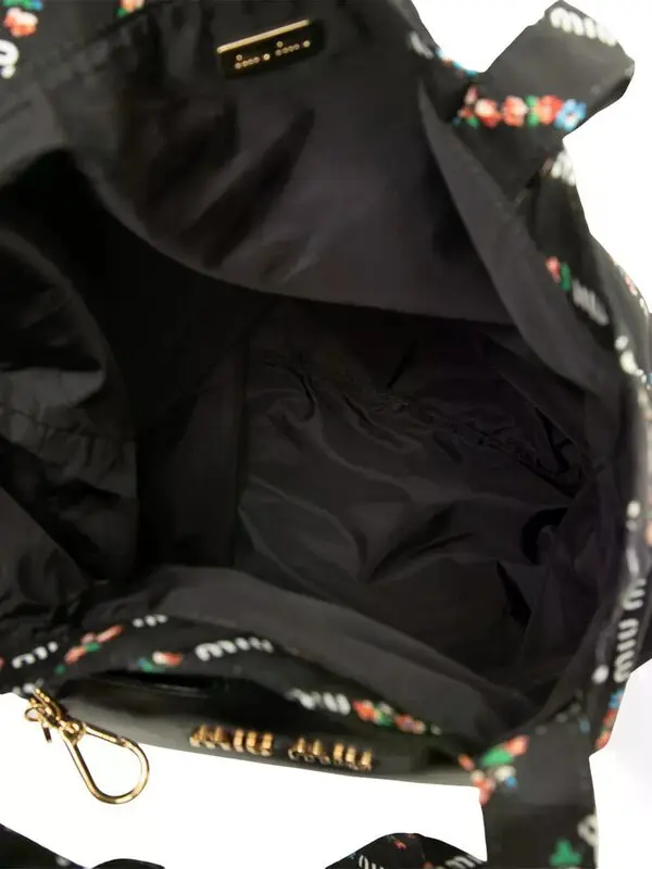 Miu Miu 1993-2000 Floral Printed Nylon Faille Foldable Tote Bag