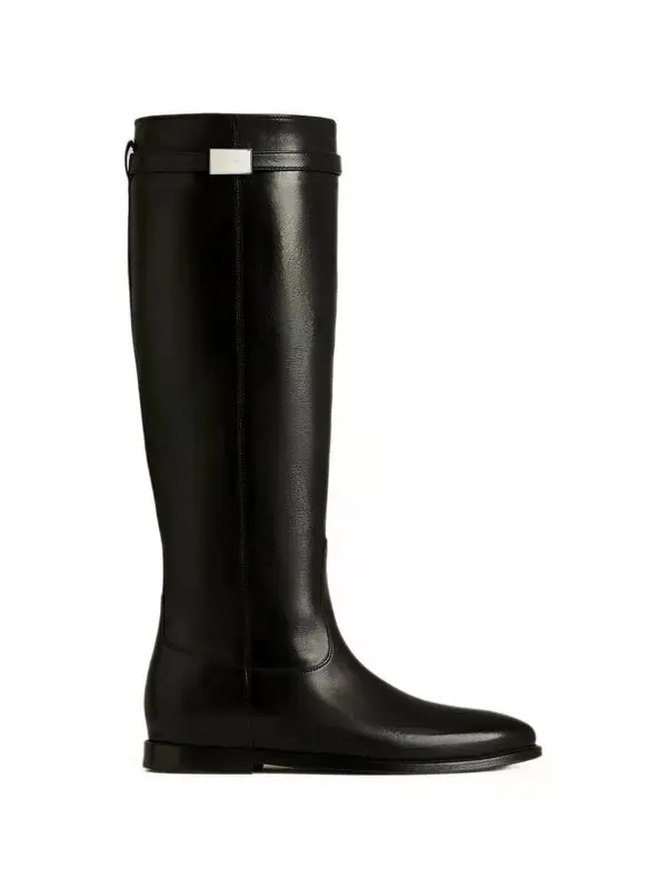 Kiton Logo-plaque Leather Boots - Black