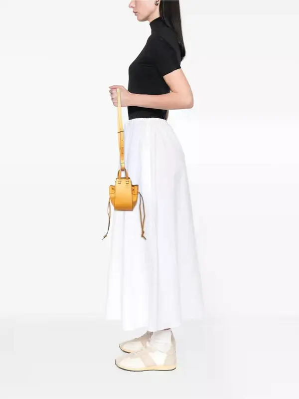 Loewe 2020 Mini Leather Drawstring Hammock Bag Satchel - Orange