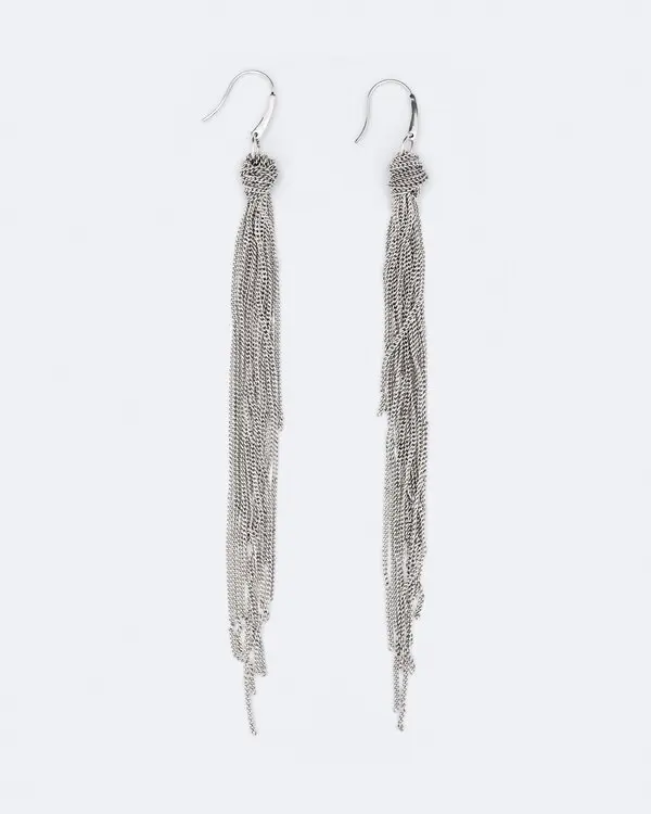 ALLSAINTS Noir Chain Earrings - Silver