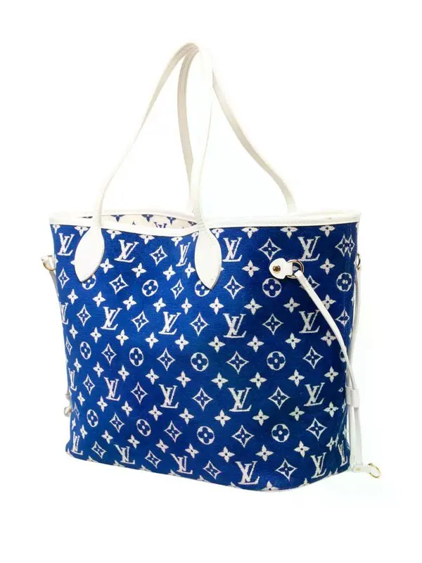 LOUIS VUITTON 1990-2010 Match Monogram Jacquard Velvet Neverfull Mm Tote Bag