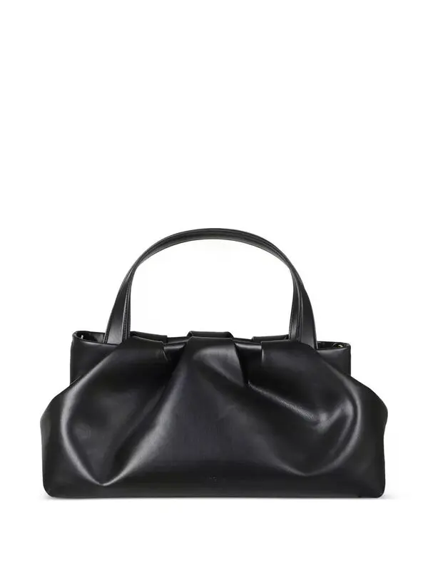 THEMOIRE Athena Ruched Tote Bag - Black