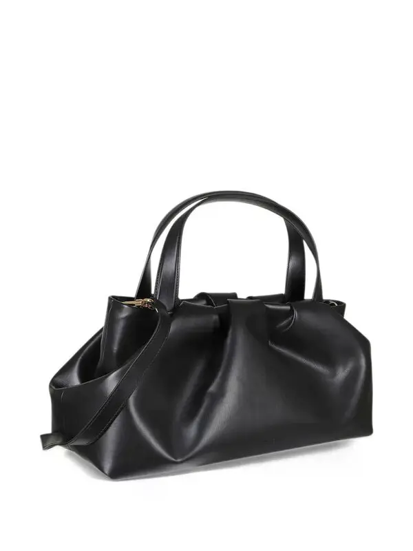 THEMOIRE Athena Ruched Tote Bag - Black