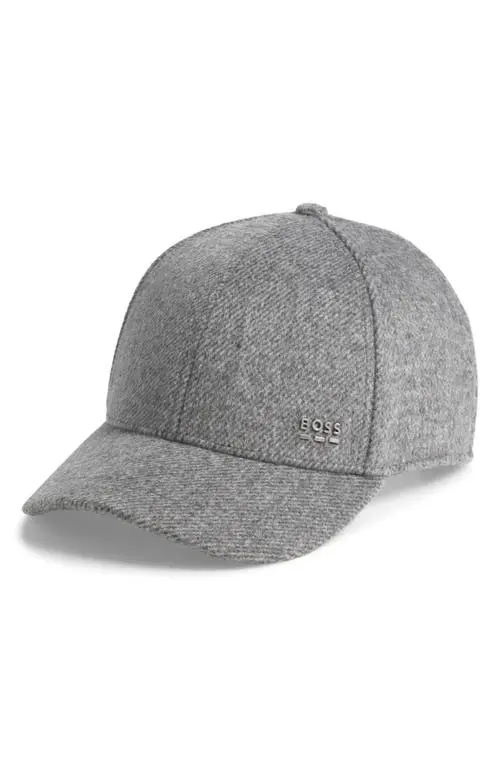 BOSS Wool & Silk Baseball Cap - Medium Grey