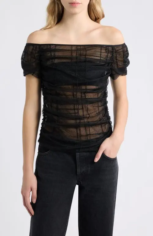 FRAME Off The Shoulder Mesh Top