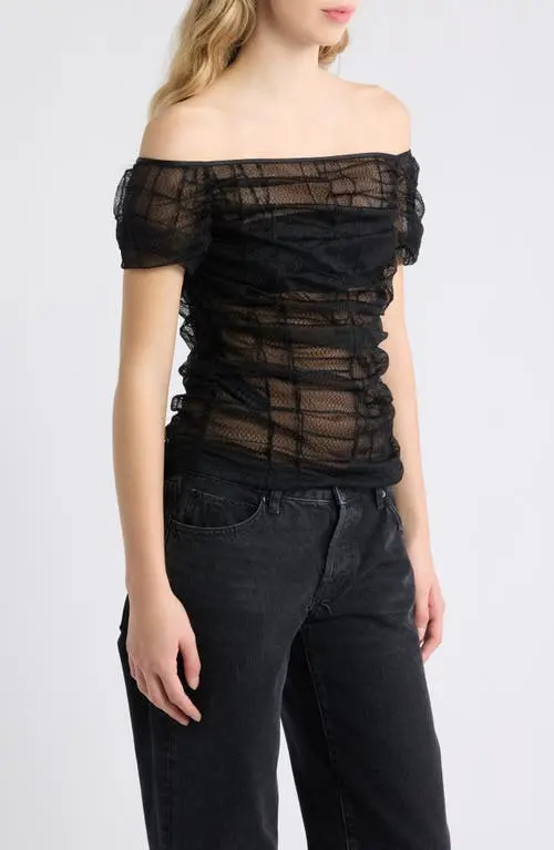 FRAME Off The Shoulder Mesh Top