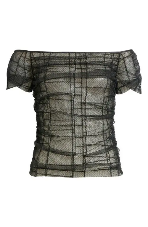 FRAME Off The Shoulder Mesh Top