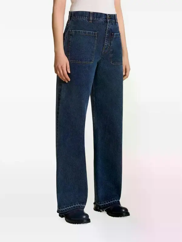 Kiton Logo-embroidered Patch-pocket Jeans - Blue
