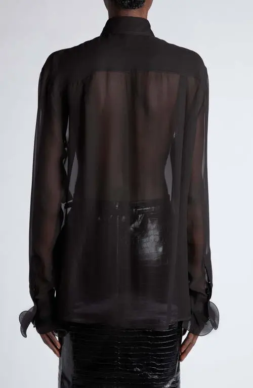 TOM FORD Silk Chiffon Button Front Shirt