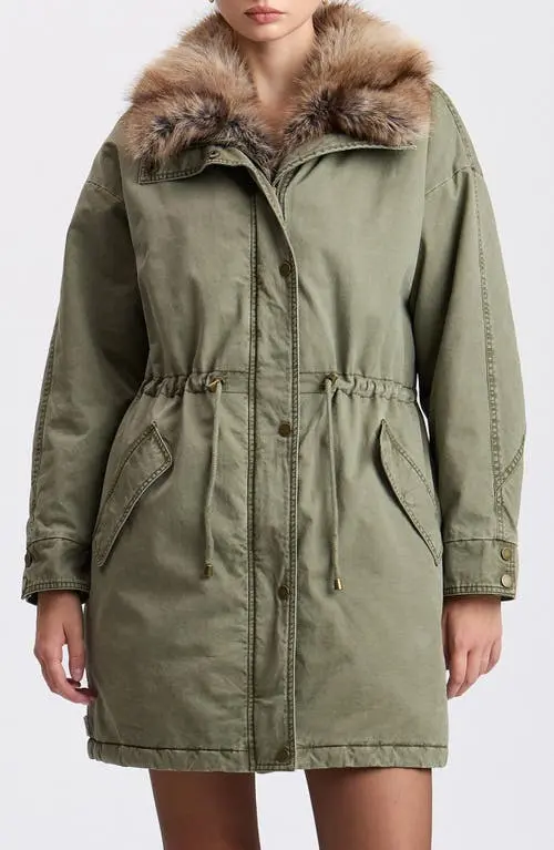 Avec Les Filles Faux Fur Trim Cotton Anorak