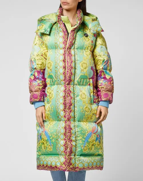 Philipp Plein Nylon Bomber Long Print New Baroque - Multicolor