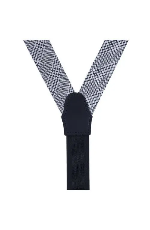 Trafalgar Benji The Houndstooth Plaid Silk Button End Suspenders