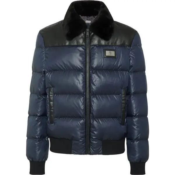 BILLIONAIRE Quilted Lamb Leather Down Bomber Jacket
