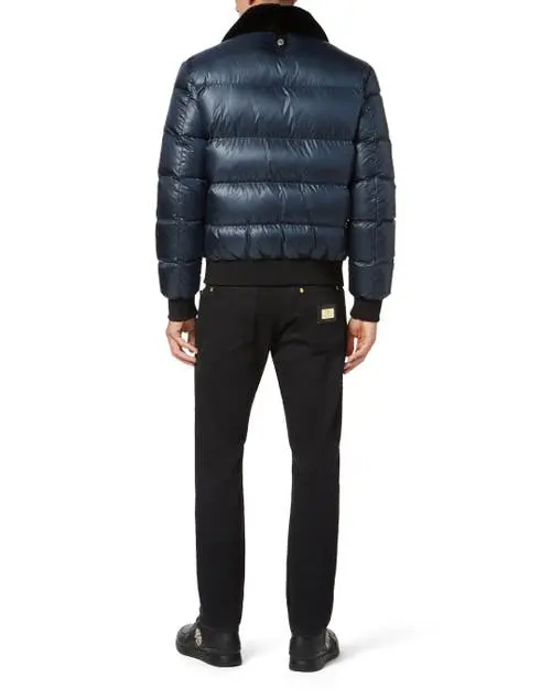 BILLIONAIRE Quilted Lamb Leather Down Bomber Jacket