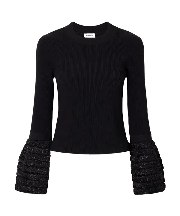 Simkhai Maggie Ribbed Knit Top - Black