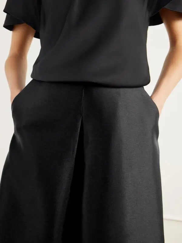 Simkhai Vexa Pleated Satin Midi Skirt