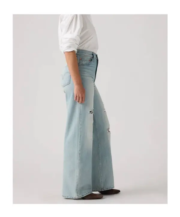 LEVI'S Ribcage Distressed Wide-leg Jeans
