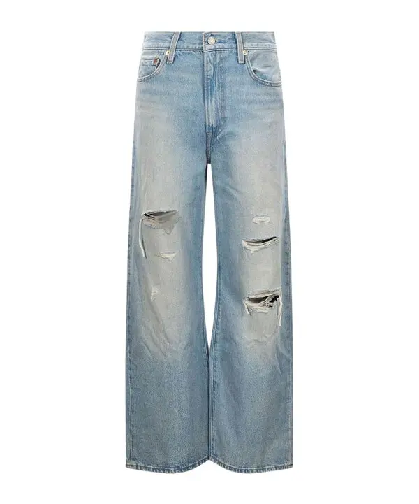 LEVI'S Ribcage Distressed Wide-leg Jeans - Blue