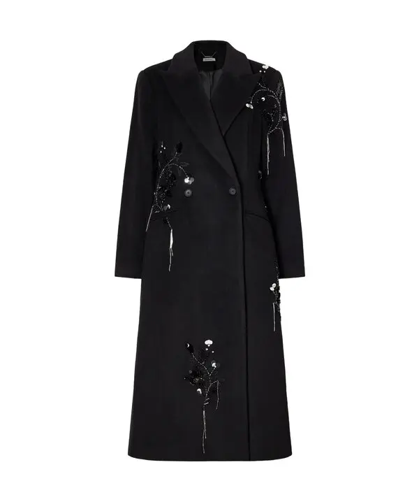 Simkhai Gianni Beaded Double-breasted Wool-blend Felt Coat