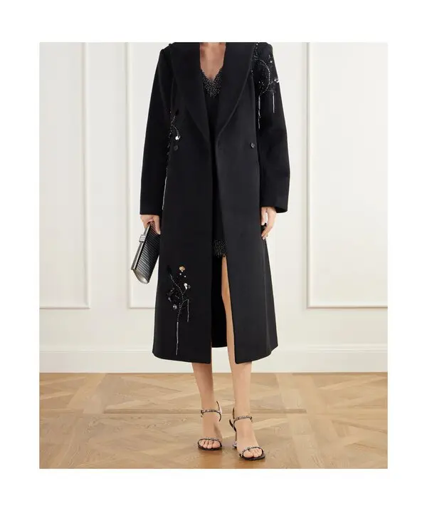 Simkhai Gianni Beaded Double-breasted Wool-blend Felt Coat
