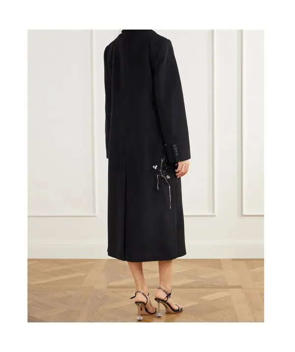 Simkhai Gianni Beaded Double-breasted Wool-blend Felt Coat