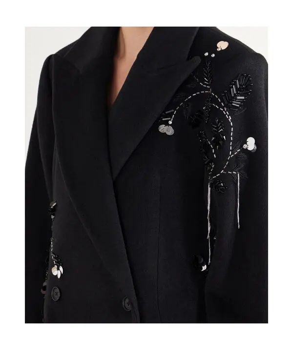 Simkhai Gianni Beaded Double-breasted Wool-blend Felt Coat