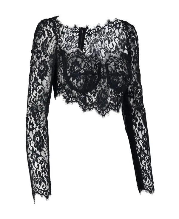 Dolce & Gabbana Dolce Gabbana Long-sleeved Cropped Lace Blouse