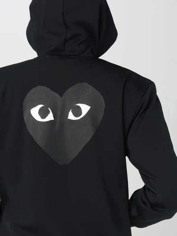 Play Comme Des Garcon Comme Des Garçons Play Logo Embroidered Zipped Hoodie