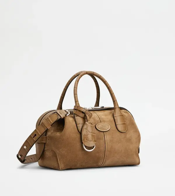 TOD'S Croc-effect Panelled Suede Tote Bag