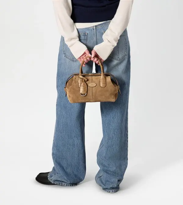 TOD'S Croc-effect Panelled Suede Tote Bag