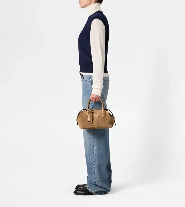 TOD'S Croc-effect Panelled Suede Tote Bag