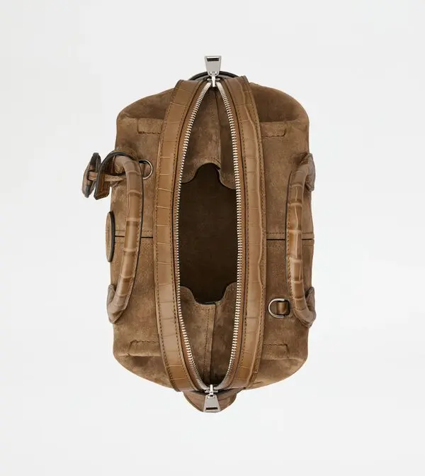 TOD'S Croc-effect Panelled Suede Tote Bag