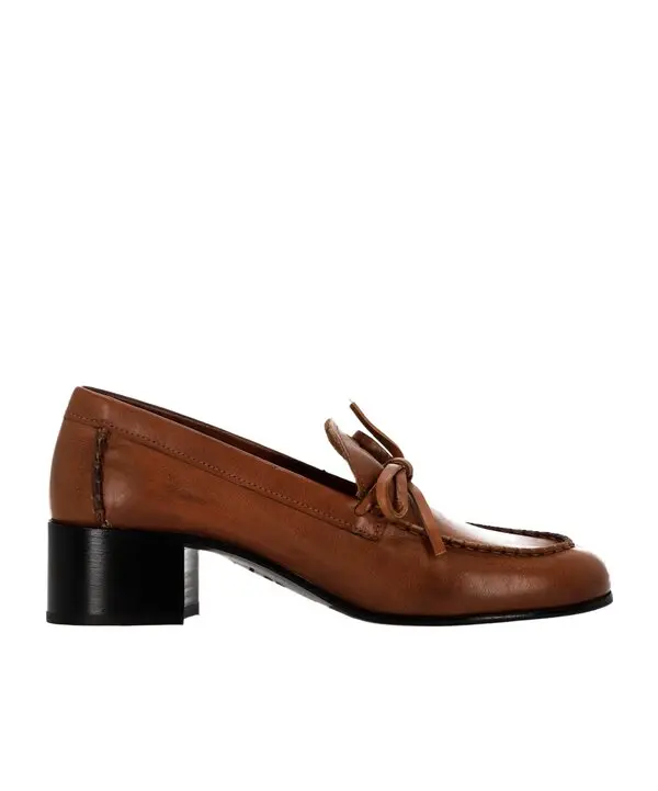 Miu Miu Bow-detail Leather Loafers - Cognac