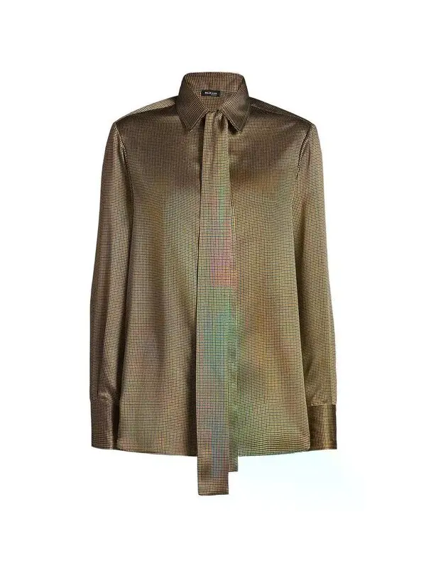 Kiton Micro-pattern Pussy-bow Shirt