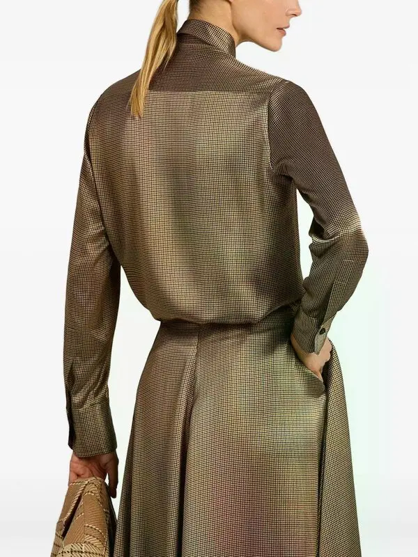 Kiton Micro-pattern Pussy-bow Shirt